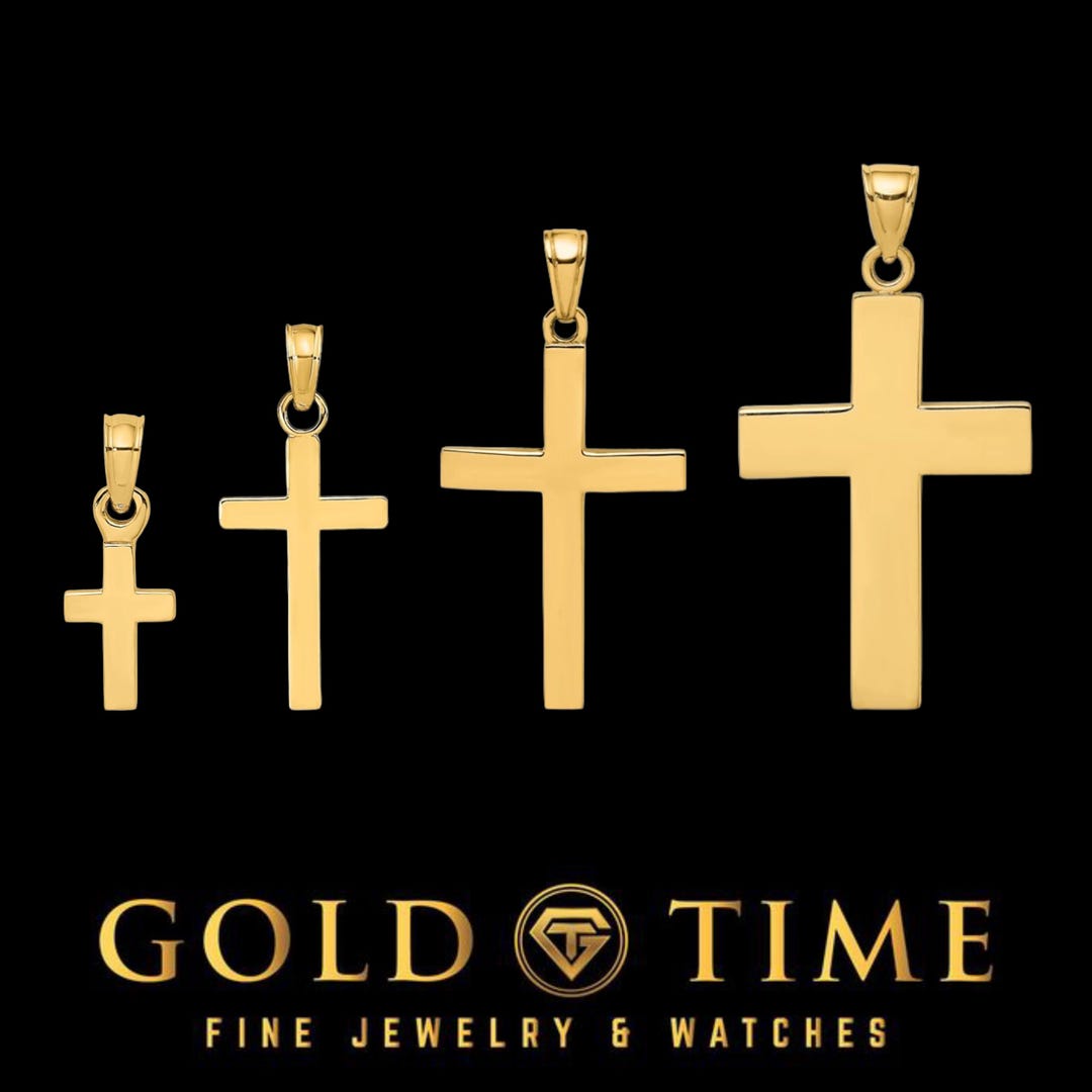 Gold Latin Cross Pendant in 10k or 14k Yellow White Rose Gold, Solid ...