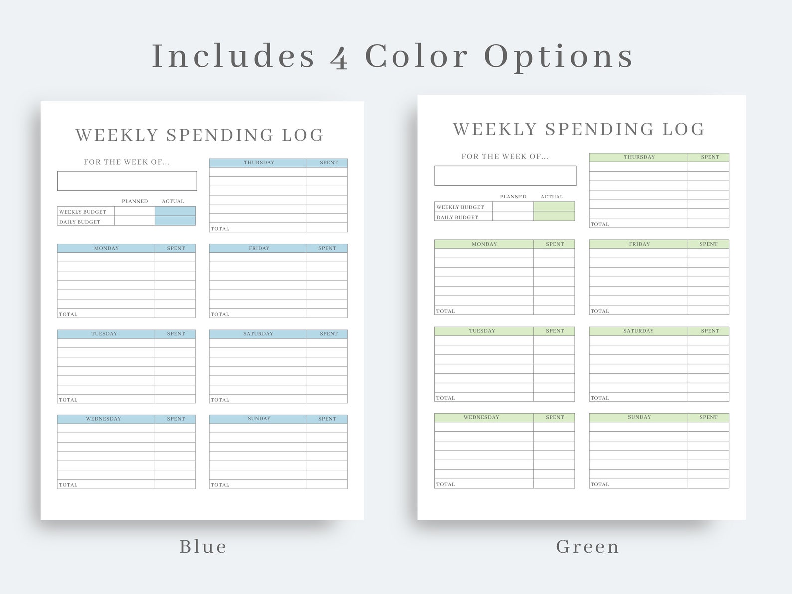 Weekly Spending Tracker Weekly Budget Printable Spending - Etsy