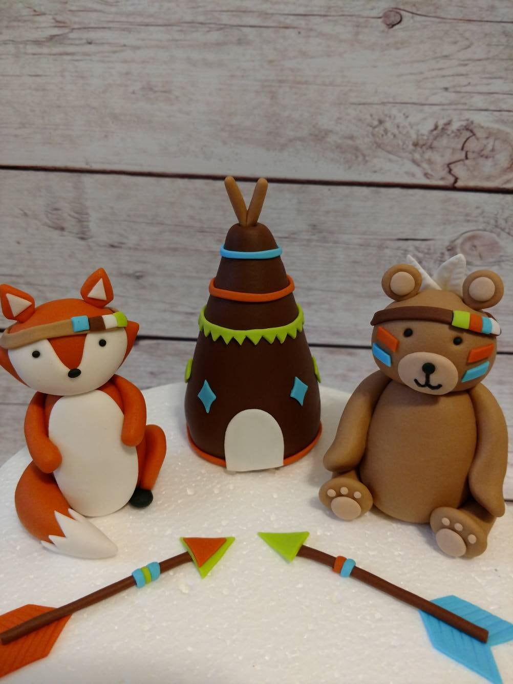 Fondant Tribal Woodland Cake Toppers Fondant Bear Fox - Etsy