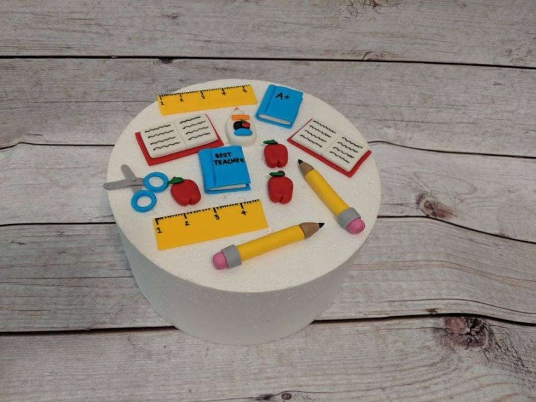 Fondant School Cake or Cupcake Toppers - Graduation Toppers - Teacher ...