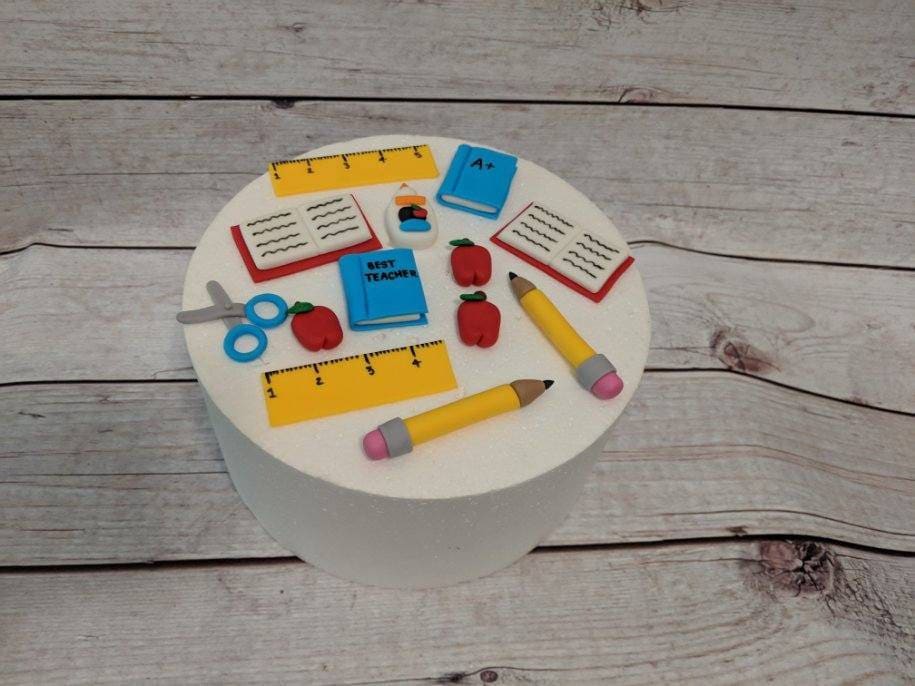 Fondant School Cake or Cupcake Toppers - Graduation Toppers - Teacher ...