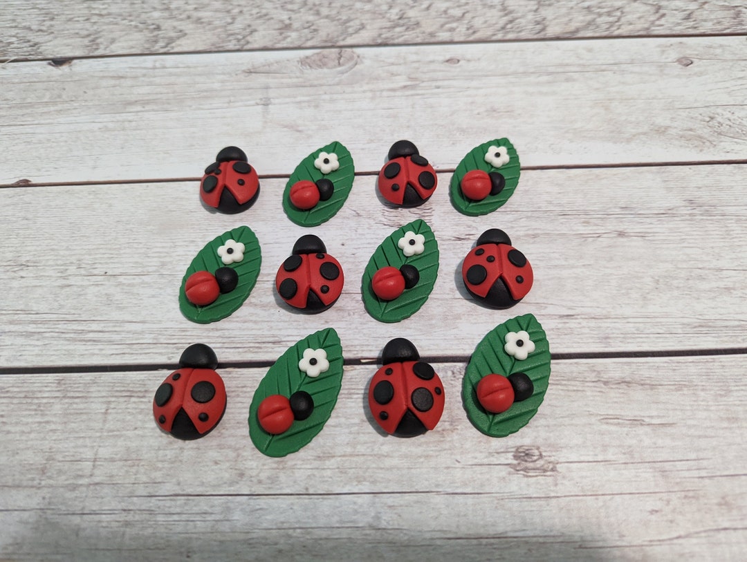 Fondant Lady Bugs - Lady Bug Cake Toppers - Lady Bug Cupcake Toppers ...