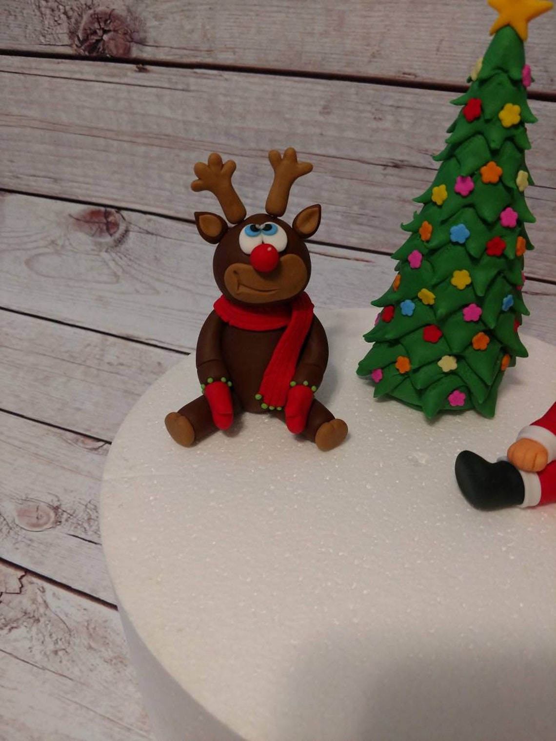Fondant Christmas Cake Toppers- Fondant Santa Claus - Christmas Tree ...