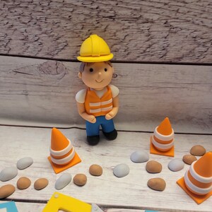 Fondant Construction Cake Toppers - Fondant Bulldozer - Fondant Rocks - Boys Birthday - Fondant ...