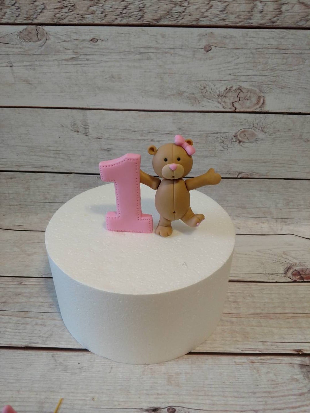 Fondant Teddy Bear Cake Topper- Fondant Bear Number 1 - Woodland Party ...