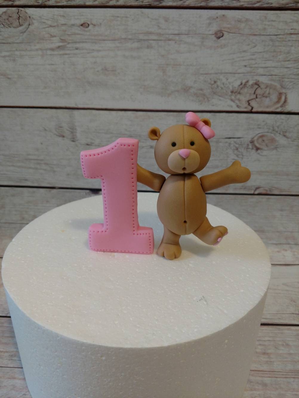 Fondant Teddy Bear Cake Topper- Fondant Bear Number 1 - Woodland Party ...
