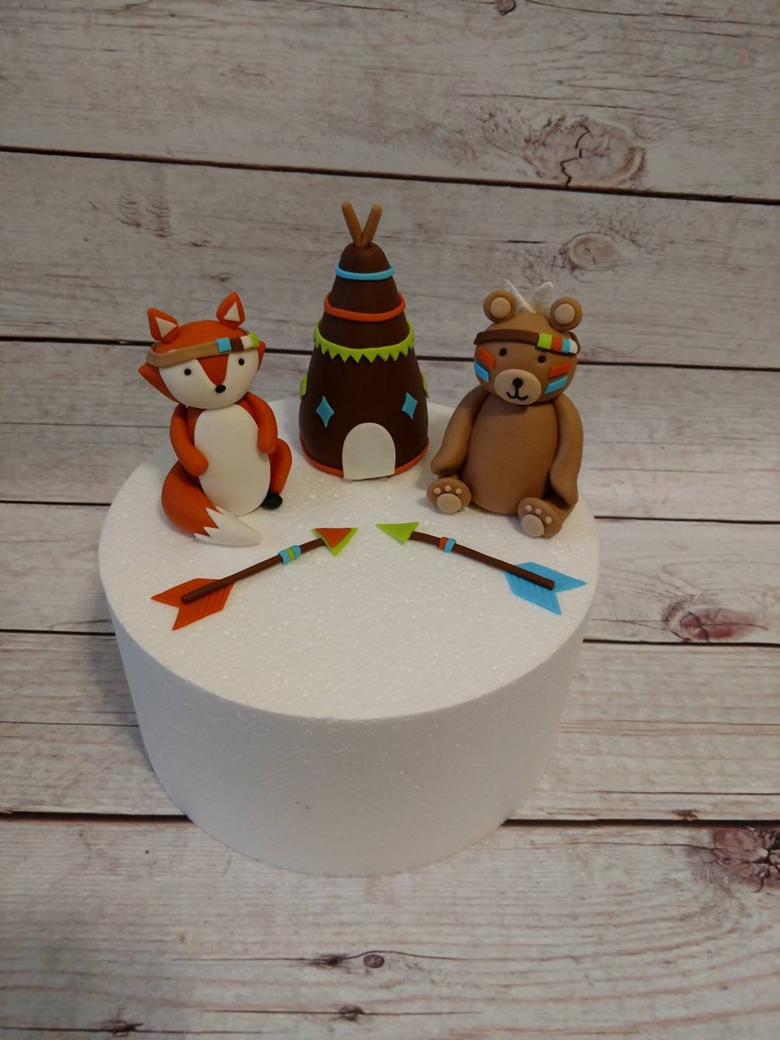 Fondant Tribal Woodland Cake Toppers Fondant Bear Fox - Etsy