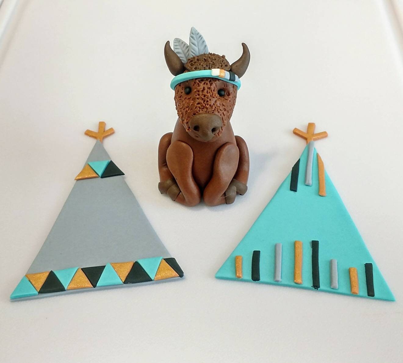 Fondant Tribal Woodland Cake Toppers Fondant Buffalo | Etsy
