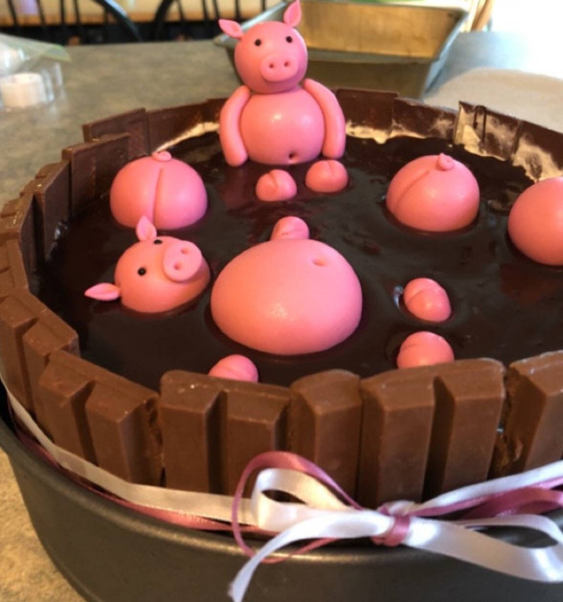 Fondant Pigs Cake Toppers Fondant Pig in Mud Fondant Pig - Etsy Canada