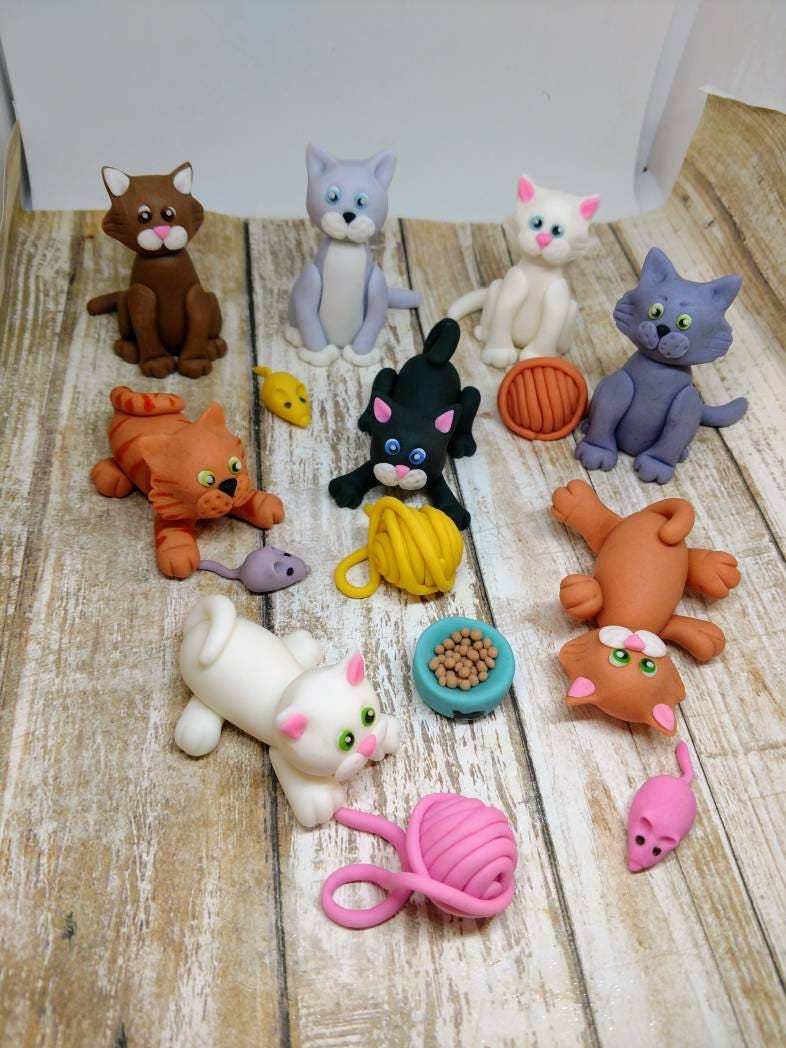 Fondant Cat Cake Toppers Fondant Cats Cat Lover Party Cat | Etsy UK