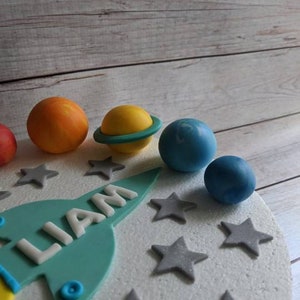 Fondant Planets - Fondant Rocket - Fondant Space Cake Toppers - Planet ...