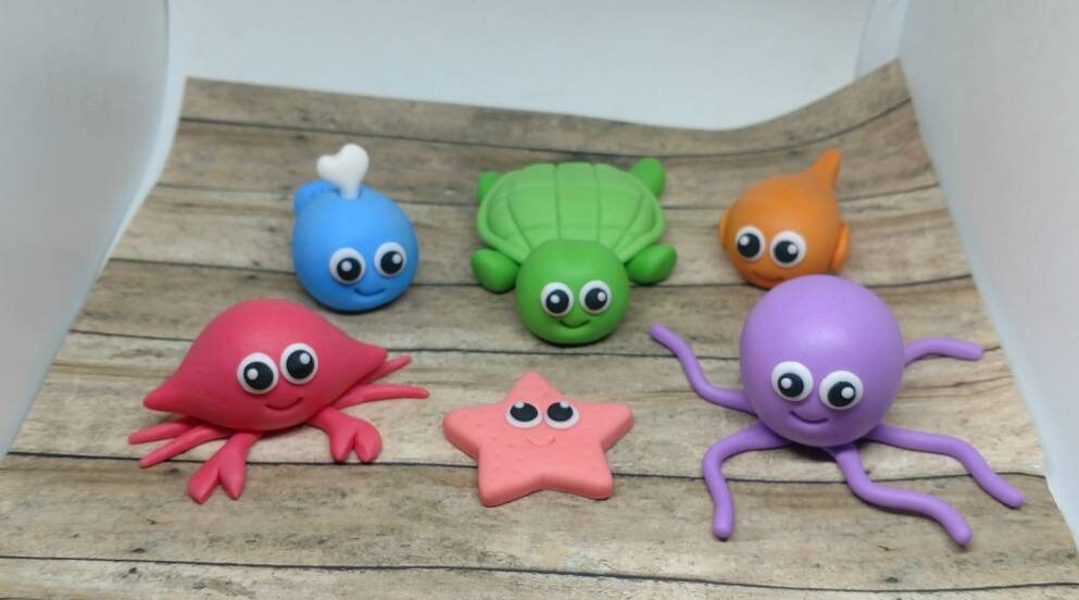 Fondant Sea Creature Cake Toppers Under the Sea Party | Etsy