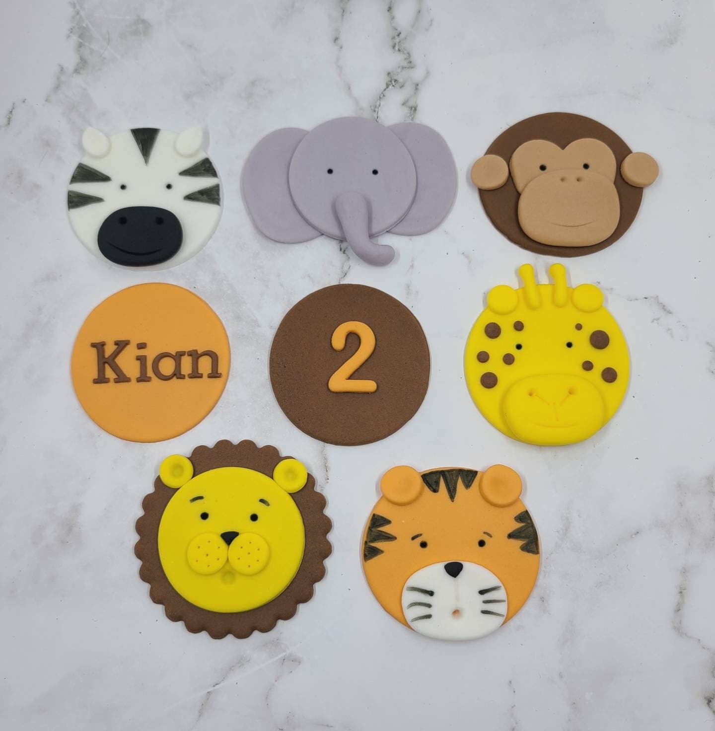 Fondant Safari Animals Cupcake Toppers Baby Shower - Etsy