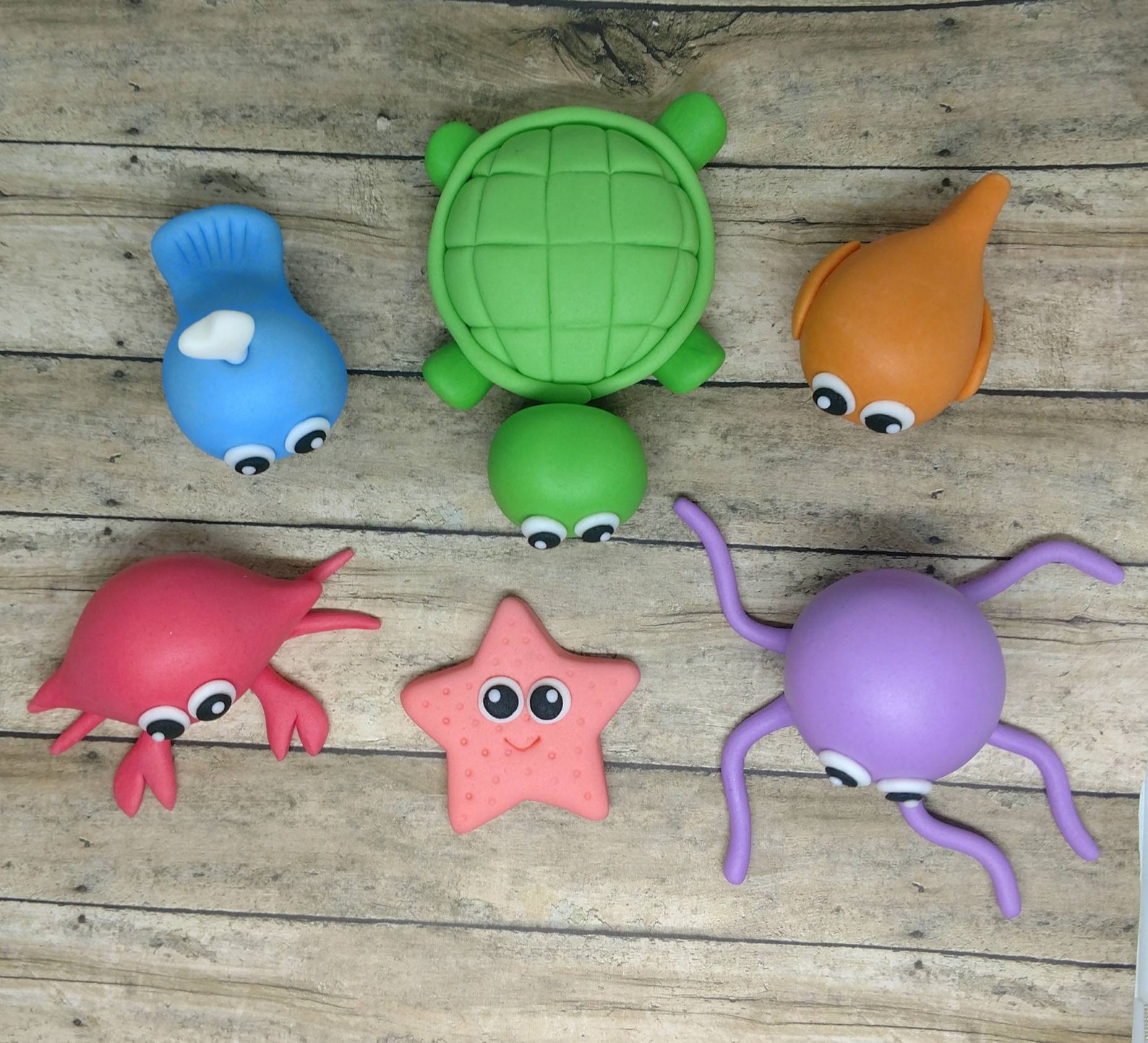 Fondant Sea Creature Cake Toppers Under the Sea Party | Etsy
