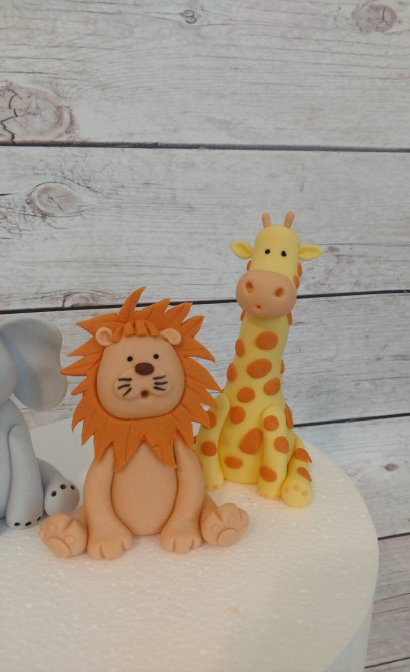 Fondant Safari Animal Cake Toppers Fondant Giraffe Elephant - Etsy