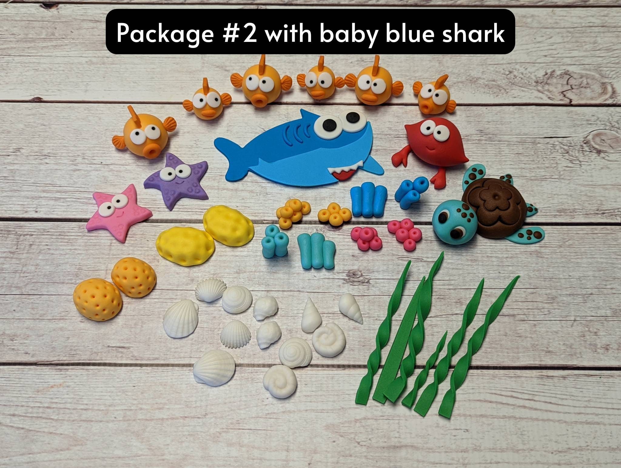 Fondant Shark Cake Toppers Fondant Sea Creatures Baby - Etsy