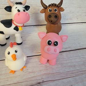 Fondant Farm Animals - Fondant Farm Cake Topper Fondant Pig Cow Sheep ...