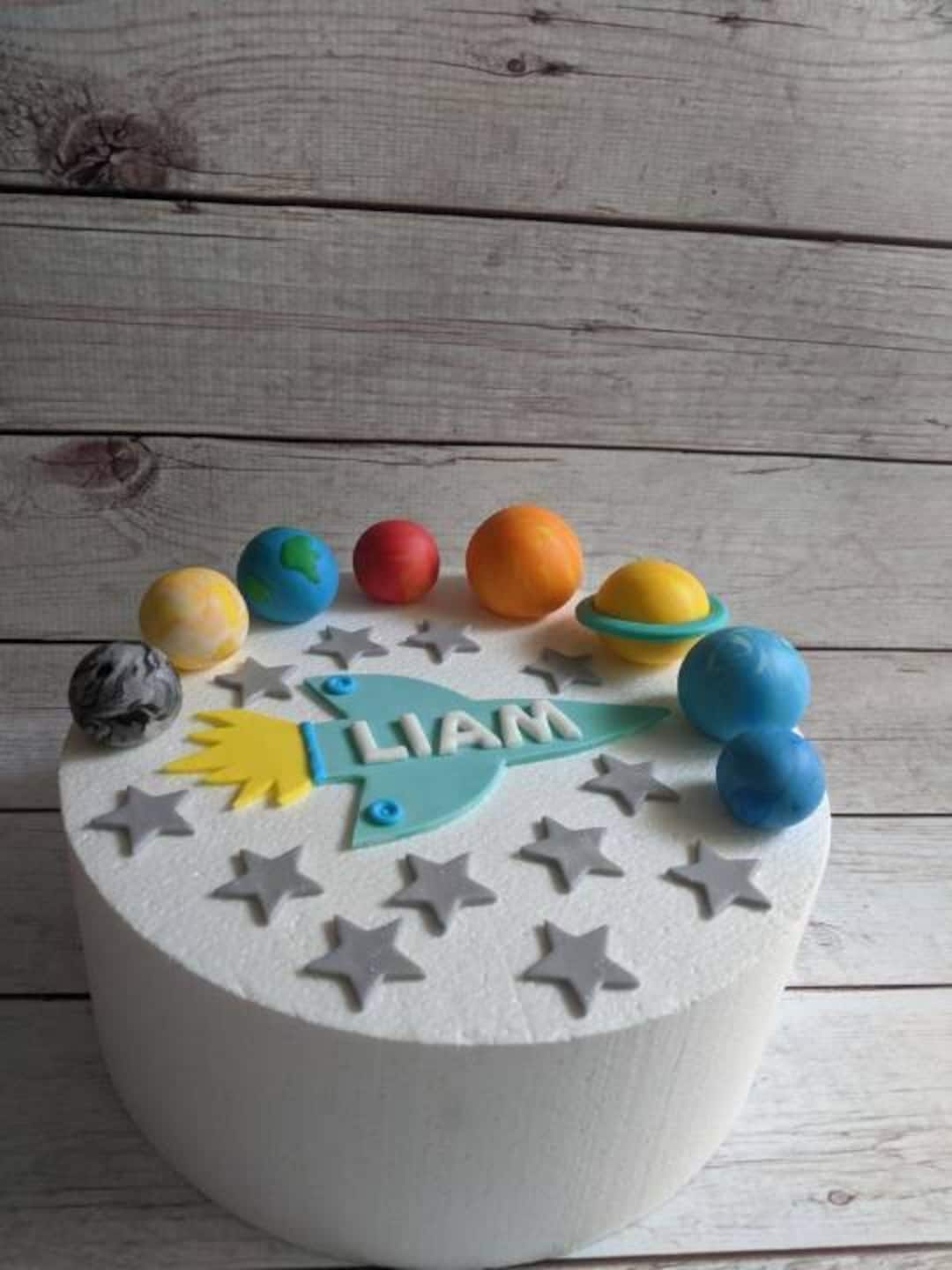 Fondant Planets - Fondant Rocket - Fondant Space Cake Toppers - Planet ...