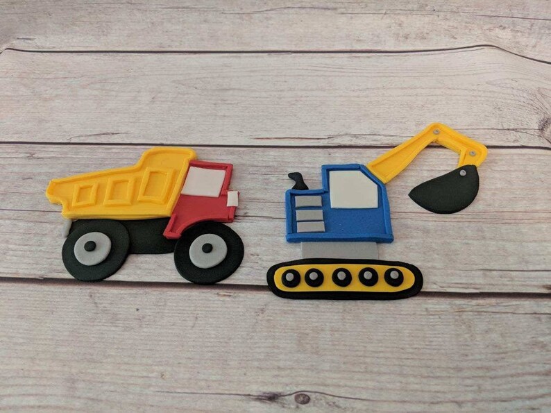 Construction Cake Topper Set - Fondant Bulldozer - Construction Cake ...