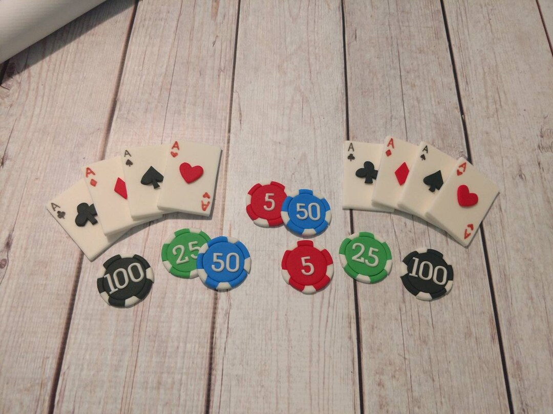 Casino Cake Toppers - Poker Cake - Fondant Playing Cards - Fondant ...