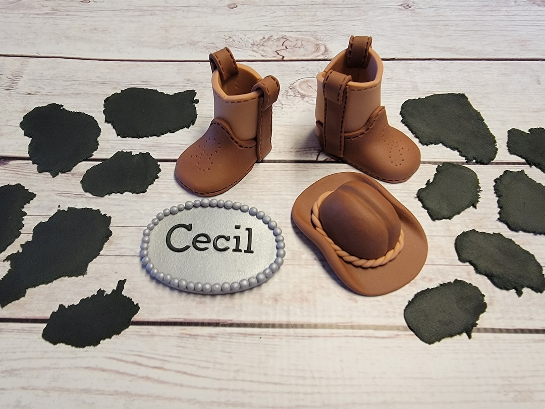 Fondant Cowboy Cake Toppers - Fondant Boots - Fondant Cowboy Hat ...