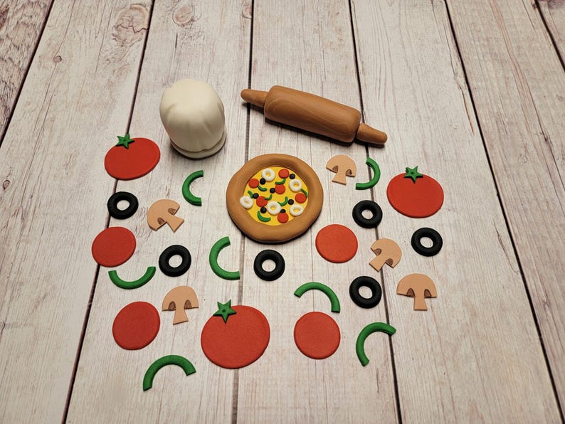 Fondant Chef Pizza Cake Toppers - Fondant Rolling Pin - Fondant Pizza ...