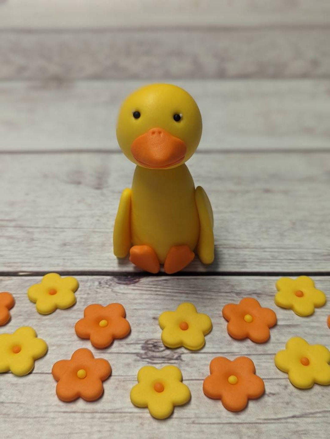 Fondant Duck - Fondant Flowers - Duck Cake Topper - Flower Cake - Farm ...