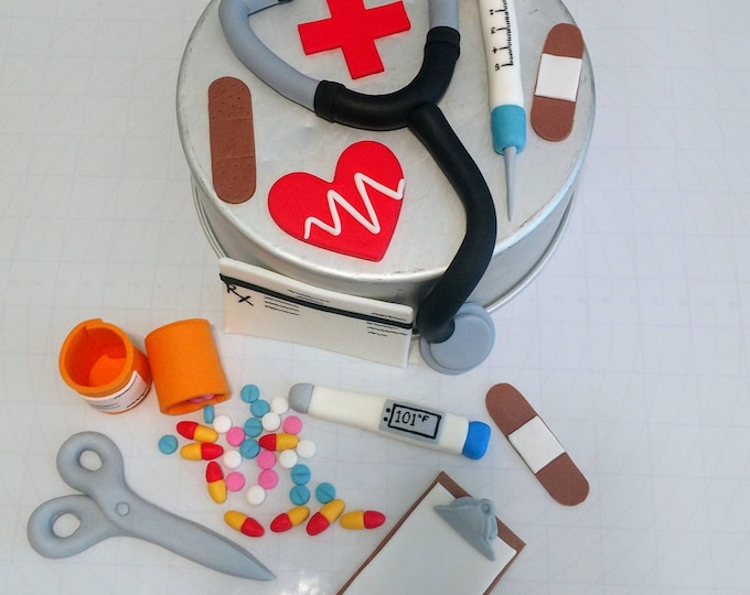 Fondant Nurse Doctor Cake Toppers Graduation Cake Toppers Medical Cake ...
