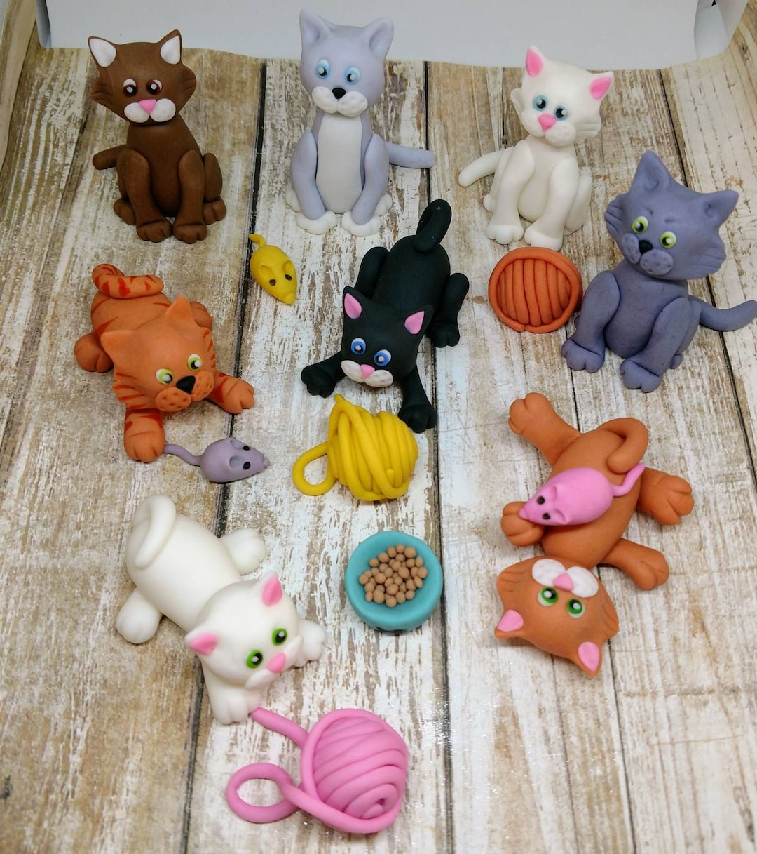 Fondant Cat Cake Toppers- Fondant Cats - Cat Lover Party - Cat and ...