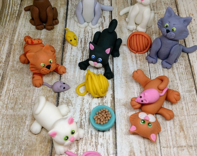 Fondant Cat Cake Toppers Fondant Cats Cat Lover Party Cat and Mouse Cake Toppers - Etsy