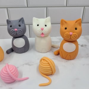 Fondant Cat Cake Toppers- Fondant Cats - Cat Lover Party - Cat and ...