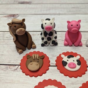 Fondant Farm Animals Cupcake Toppers - Fondant Farm Fondant Pig Cow ...