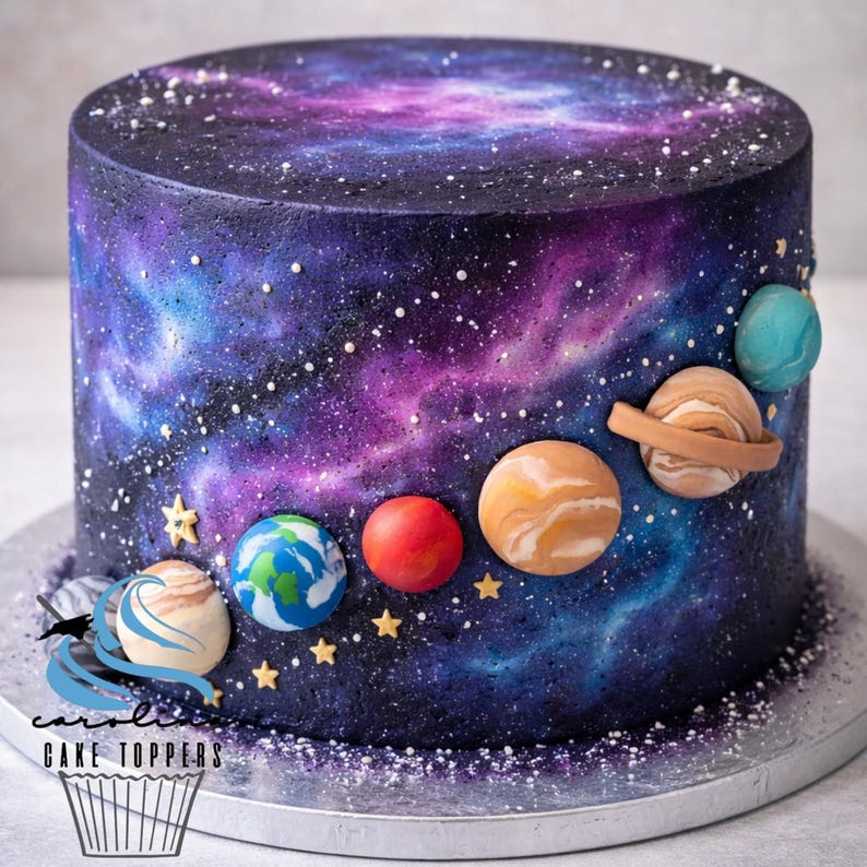 Fondant 2D Planets - Fondant Realistic Planet Colors- Fondant Space ...