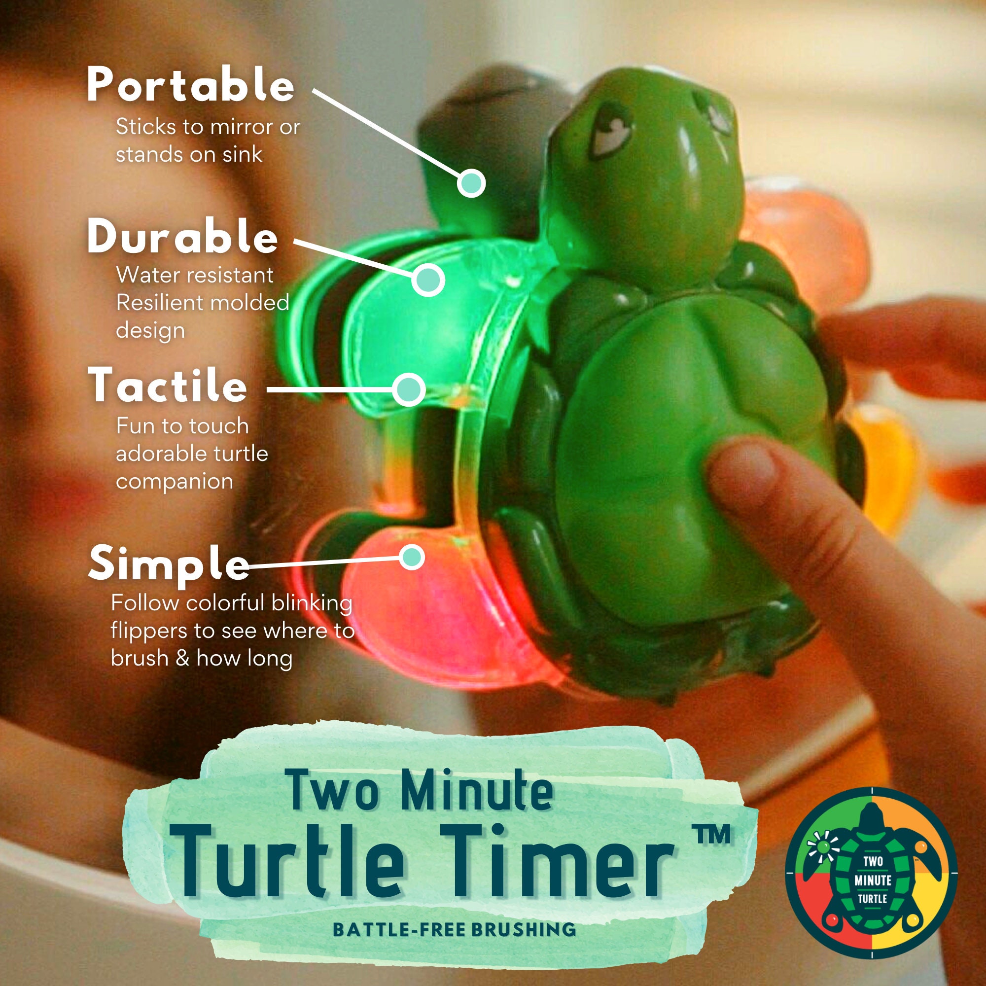2 Minute Toothbrushing Turtle Timer With Colorful & Fun 30 Sec | Etsy