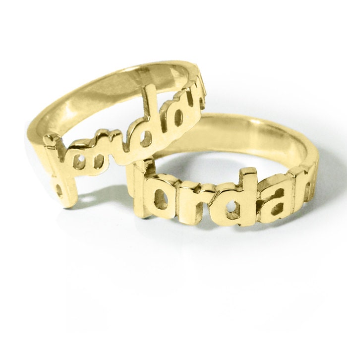 14K Gold Name Plate Ring | Etsy