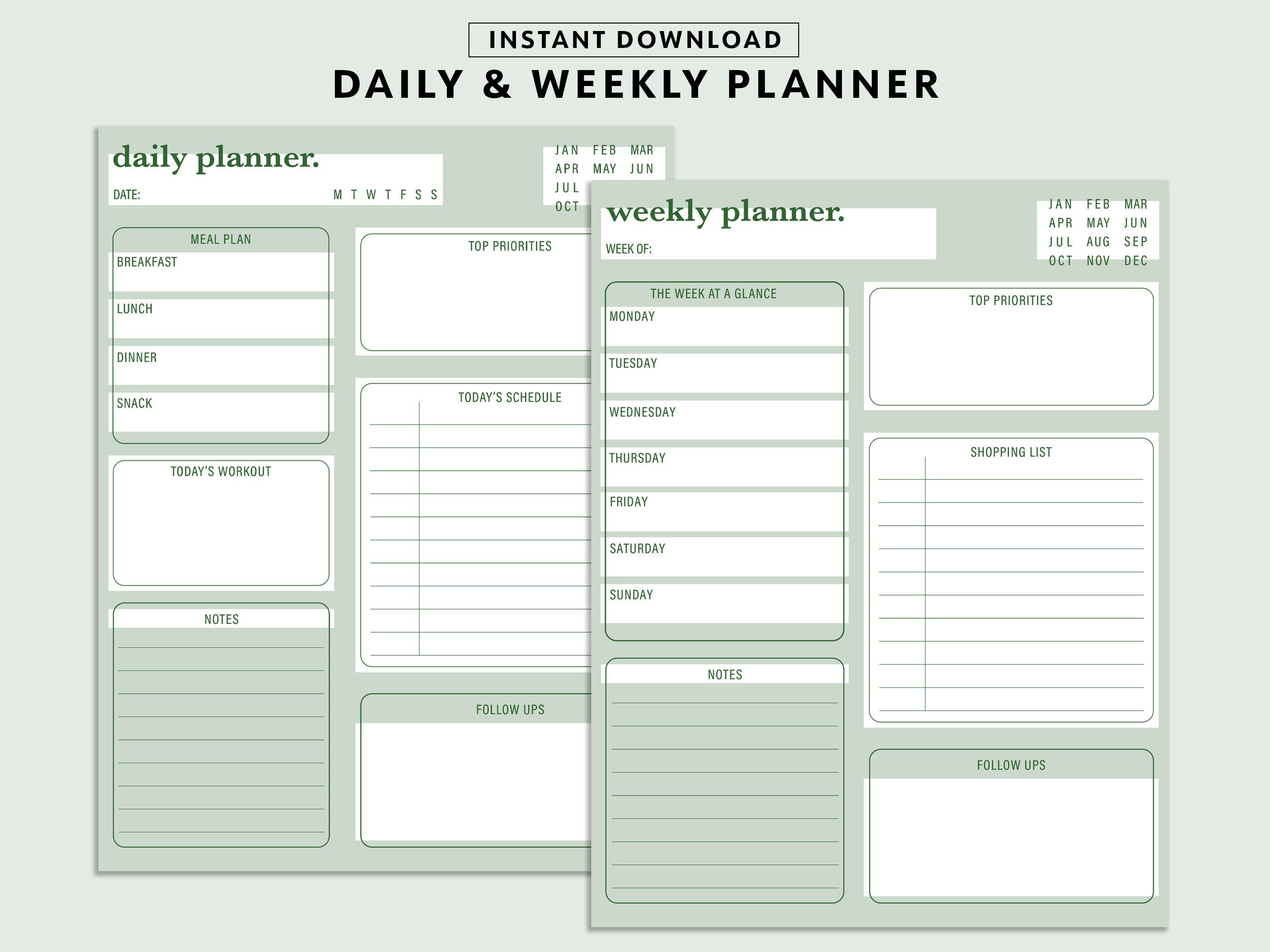 Daily Planner Bundle, Productivity Planner, Instant Download, Digital ...