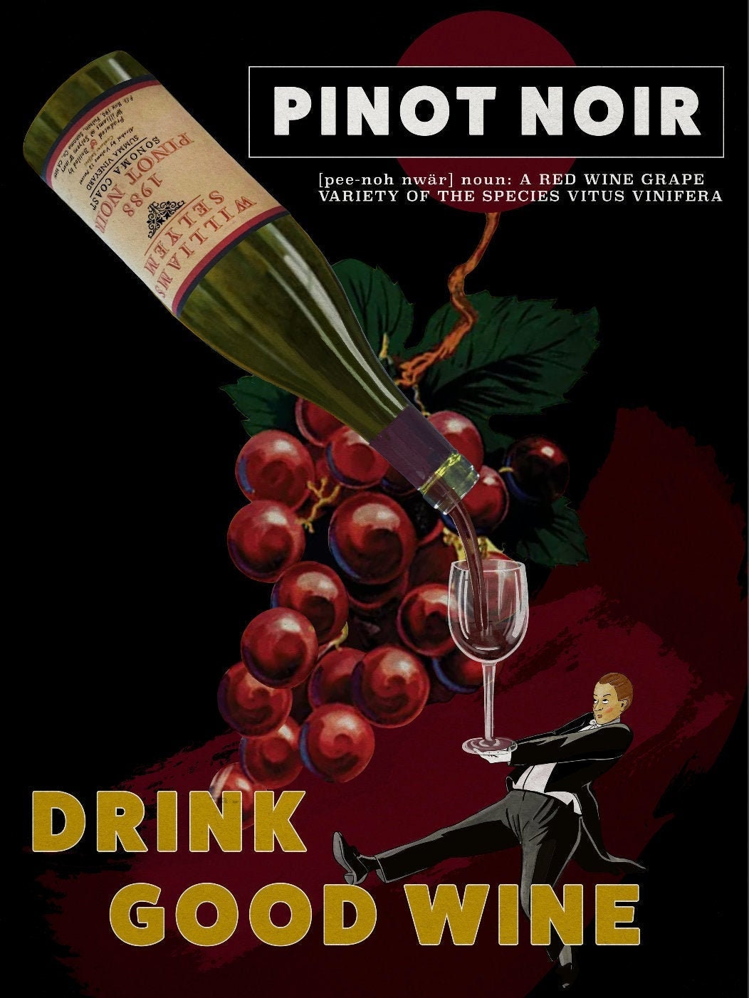 Digital Retro Poster, Vintage Wine Poster Inspired Digital Print ...