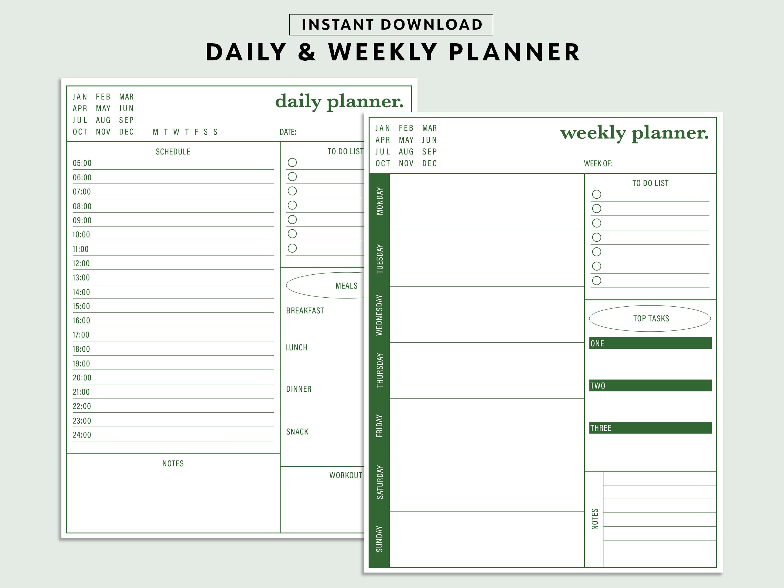 Daily Planner Bundle, Productivity Planner, Instant Download, Digital ...