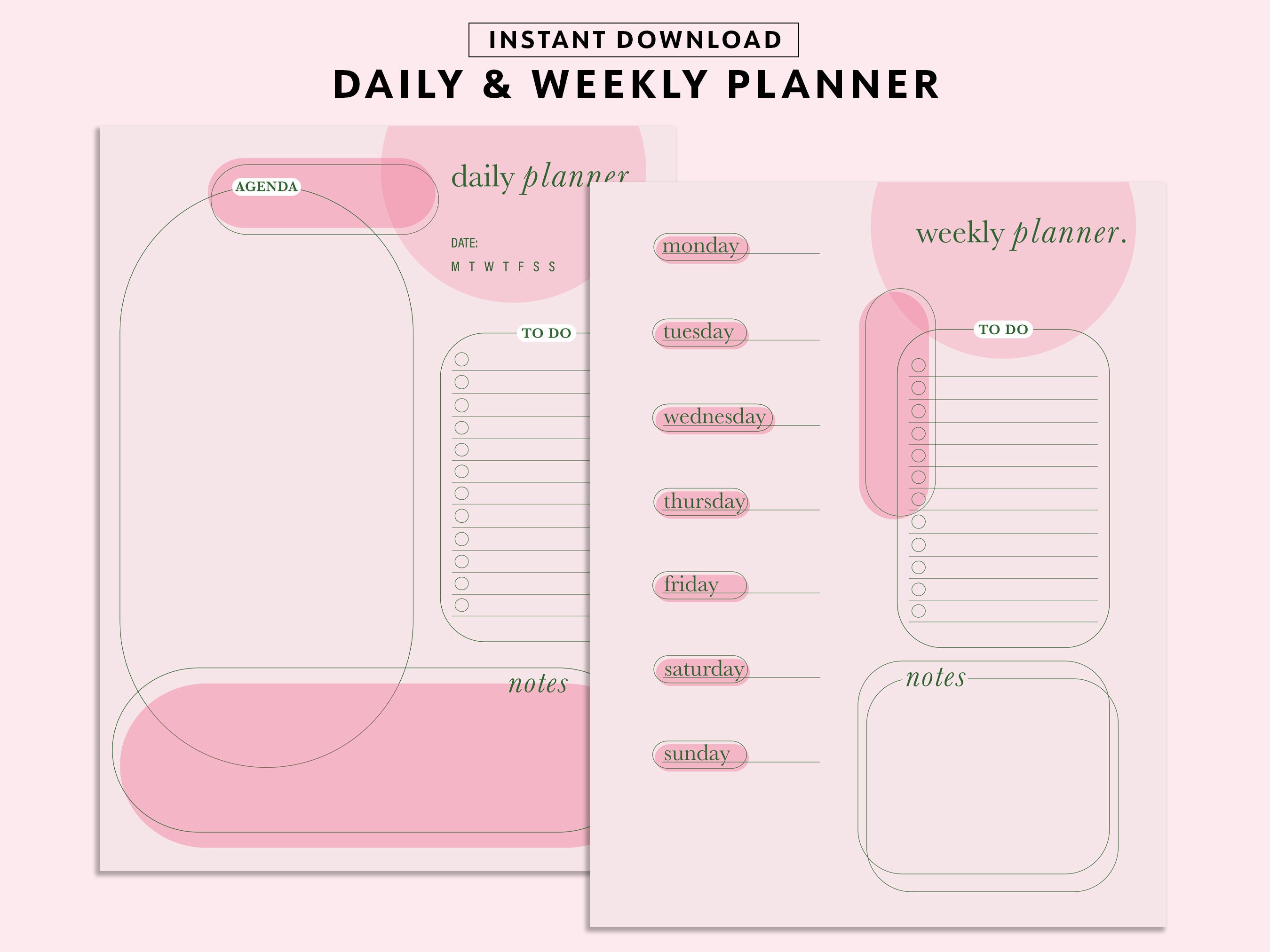 Daily Planner Bundle, Productivity Planner, Instant Download, Digital ...