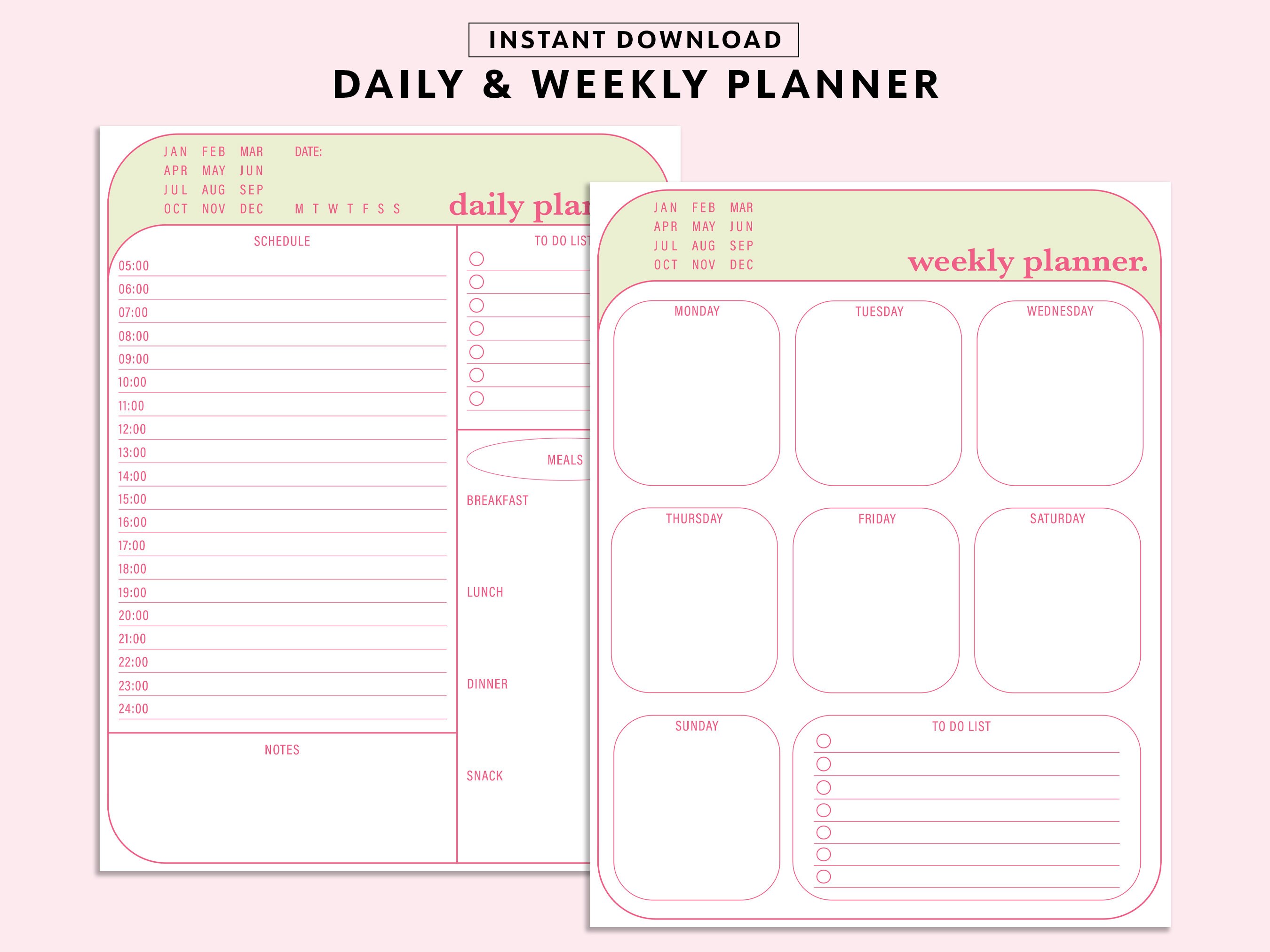 Daily Planner Bundle, Productivity Planner, Instant Download, Digital ...