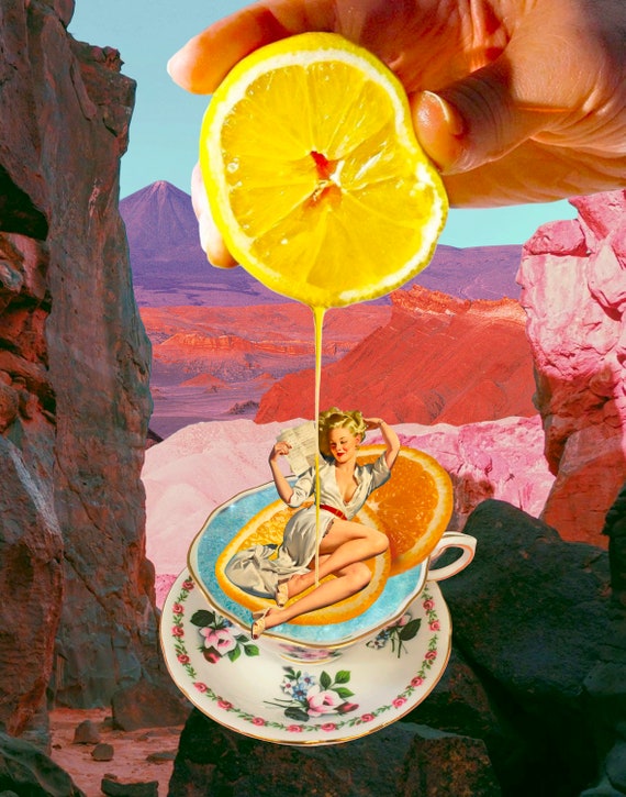 Digital Retro Collage tea Time Printable - Etsy