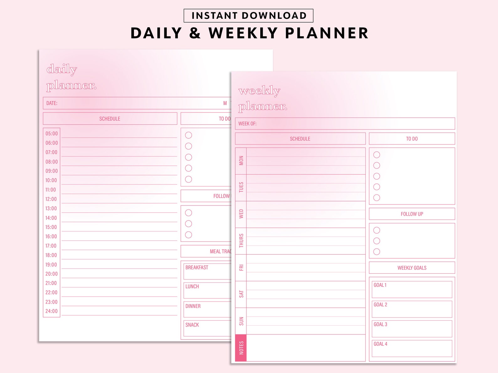 Daily Planner Bundle, Productivity Planner, Instant Download, Digital ...