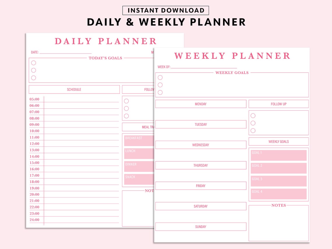 Daily Planner Bundle Productivity Planner Instant Download - Etsy
