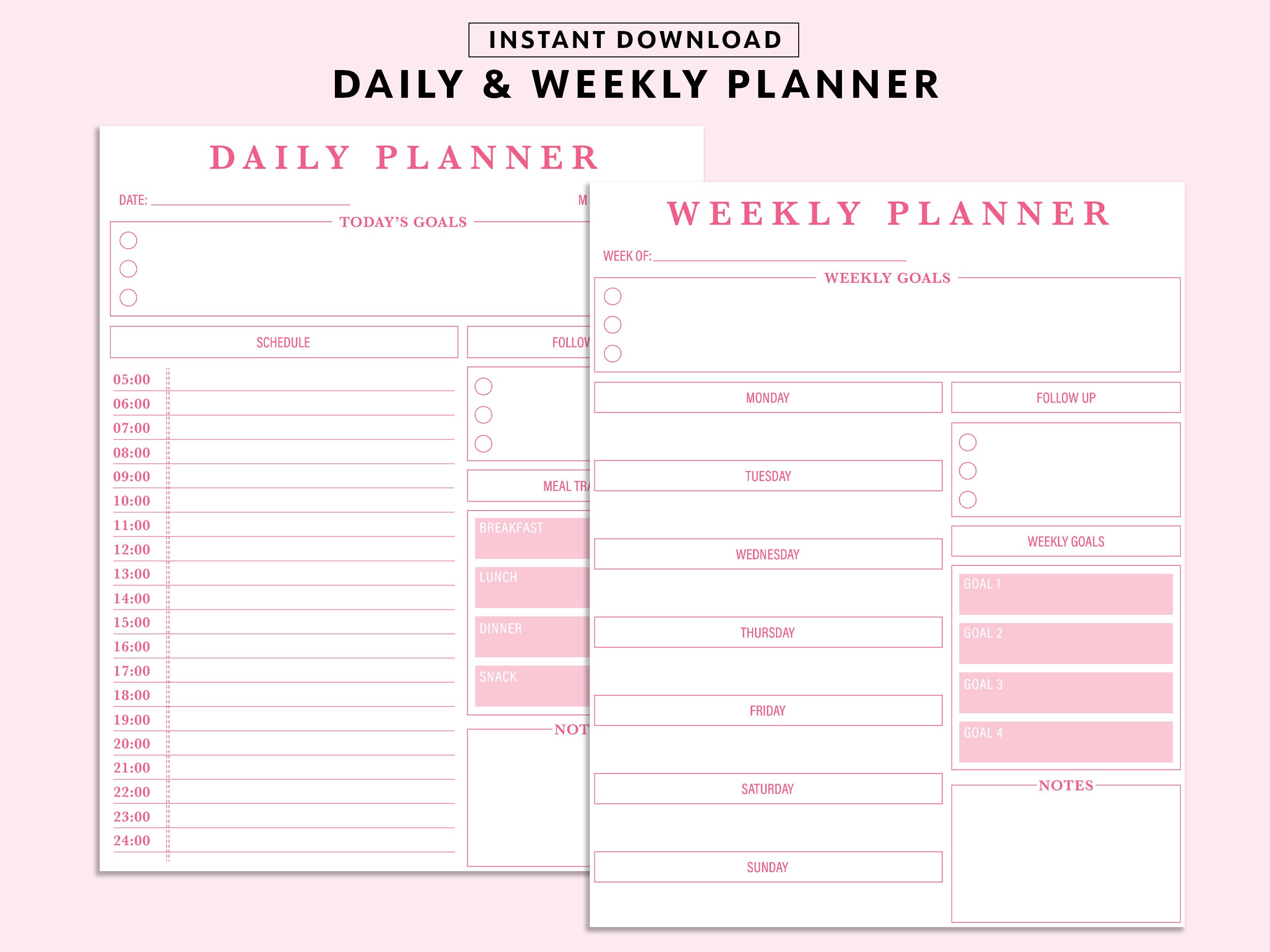 Daily Planner Bundle, Productivity Planner, Instant Download, Digital ...