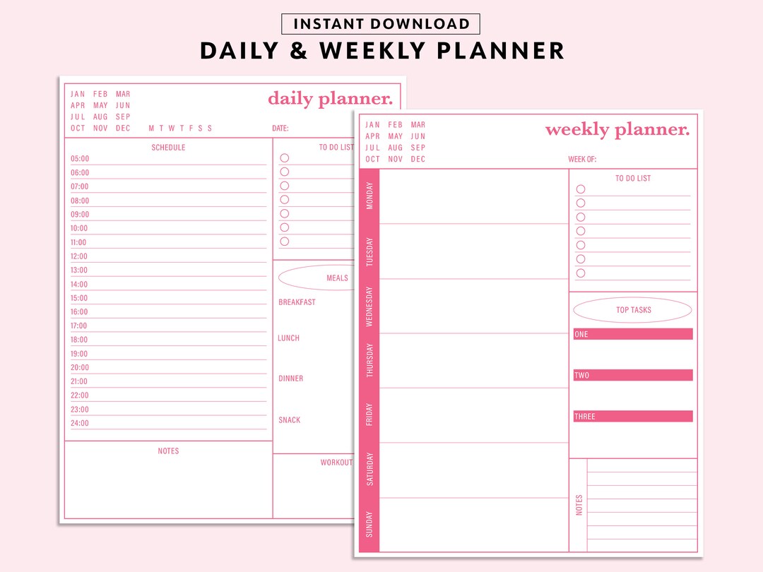 Daily Planner Bundle, Productivity Planner, Instant Download, Digital ...