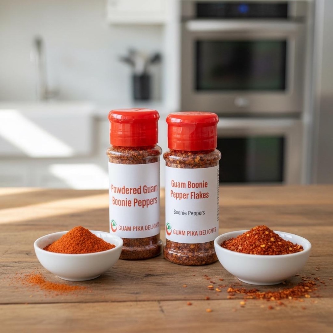 Pure Guam Boonie Pepper (donne Sali) Powder AND Flakes Table Seasoning ...