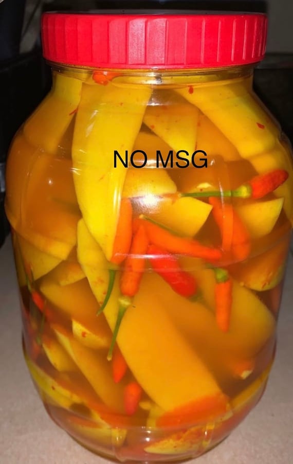 4lbs Mango Pickled With Real Guam Boonie Peppers Hot and Spicy | Etsy