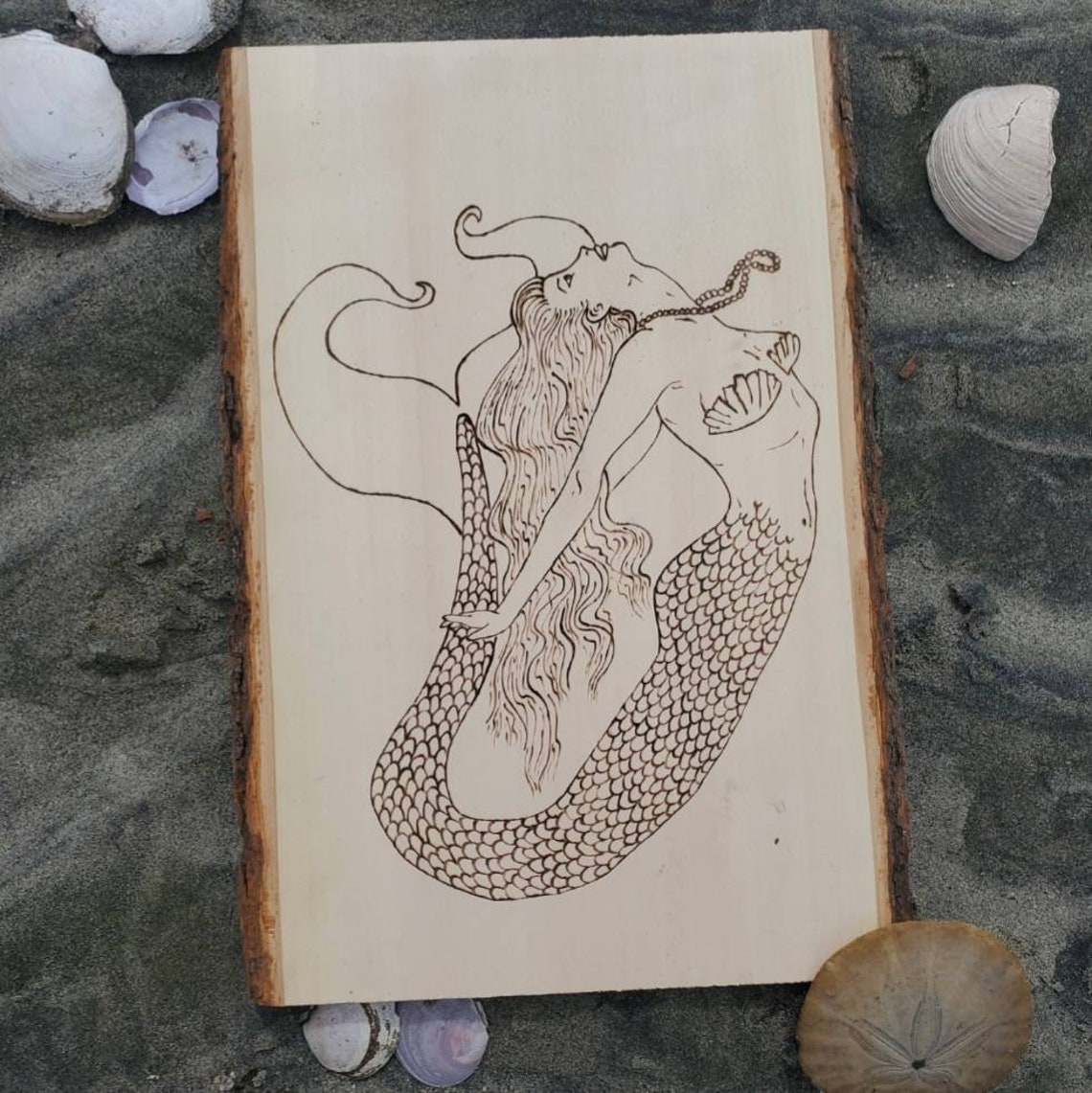Mermaid Plaque / Woodburn Mermaid - Etsy