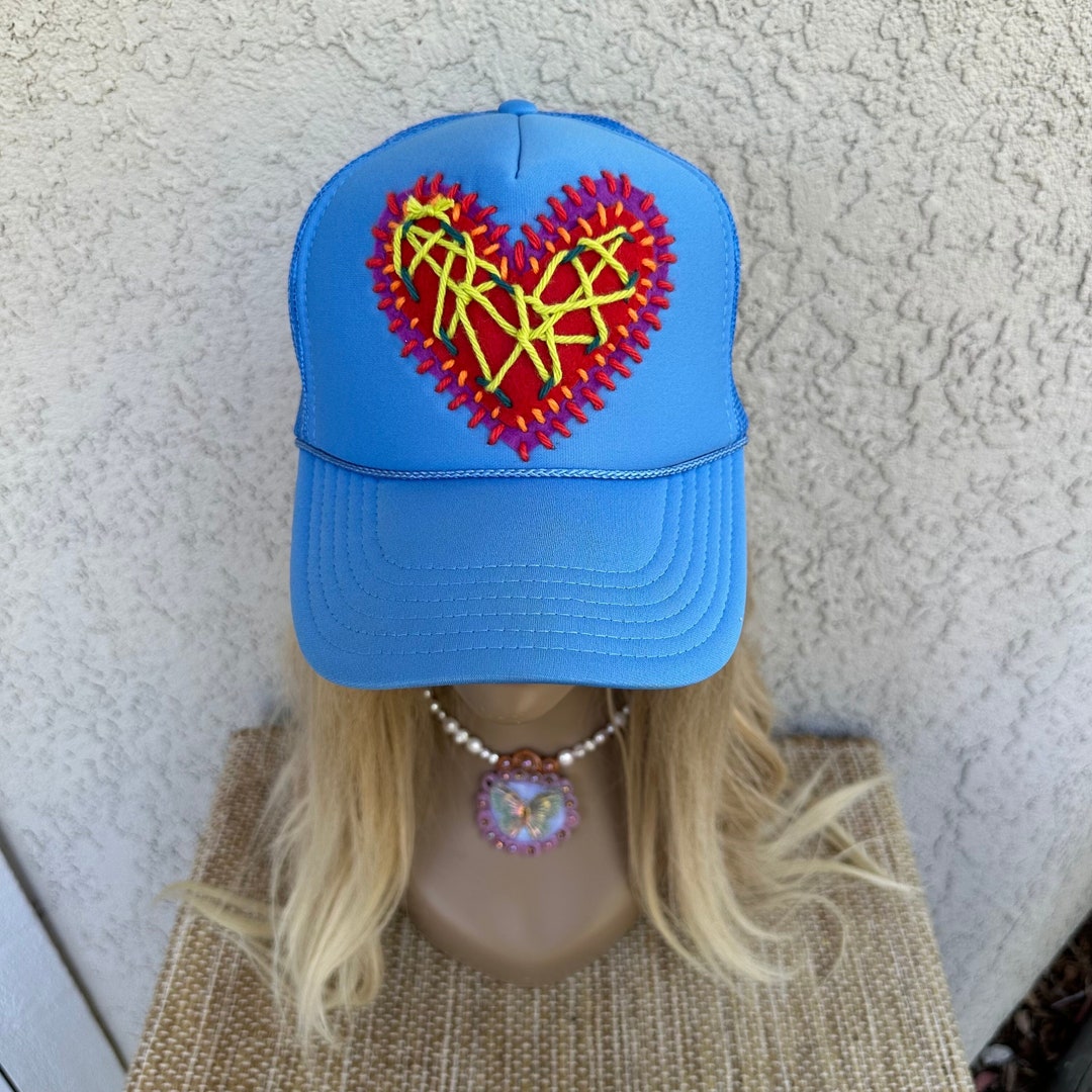 Patchwork Heart Trucker Hat, Trucker Hat Women, Trucker Hats, Hat for ...