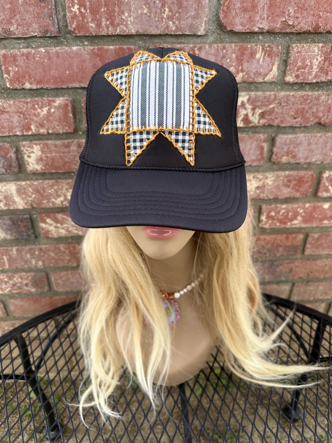 Handmade Quilt Star Trucker Hat, Trucker Hat Women, Quilt Hat, Hats for ...